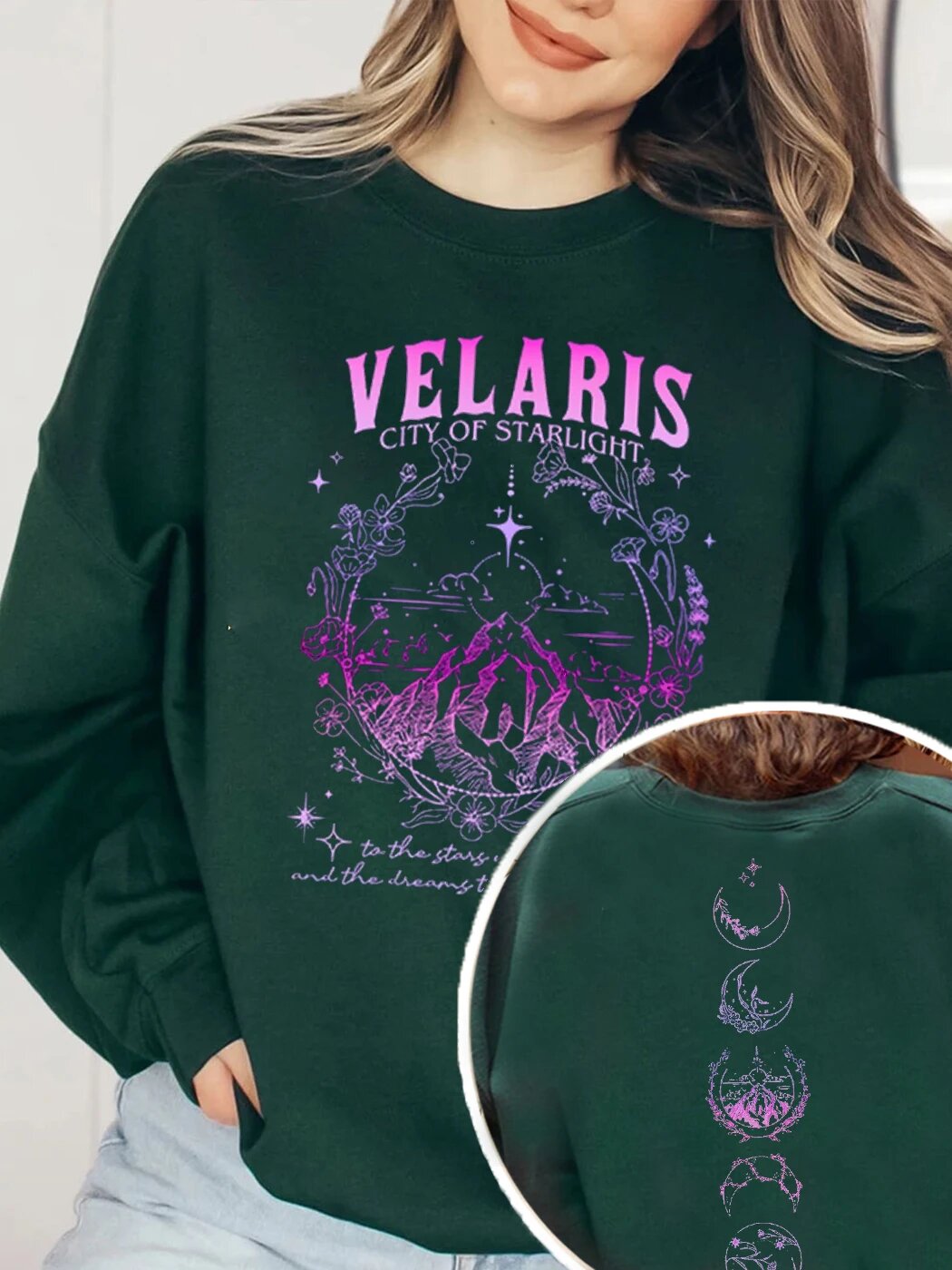 Толстовка женская Velaris City of Starlight, green, XXL