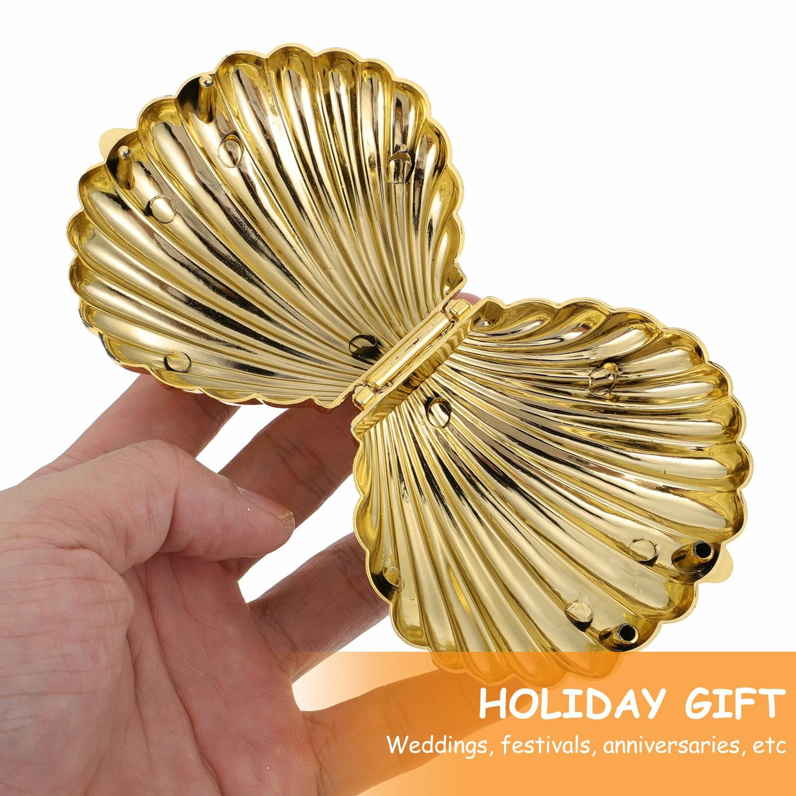 Конфетница Пластиковая, Золотая, Форма Ракушки, Для Свадебных Украшений, 10 Штук