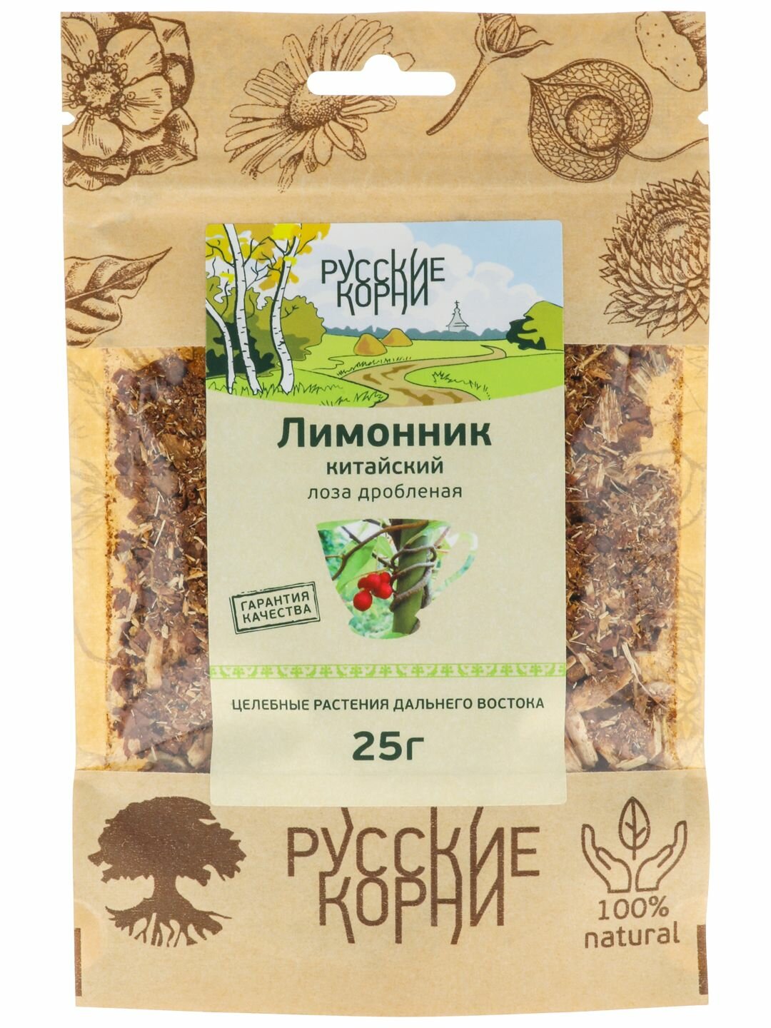 Русские Корни / Лоза лимонника дробленная Лоза лимонника Травяной сбор тонизирующее средство для иммунитета