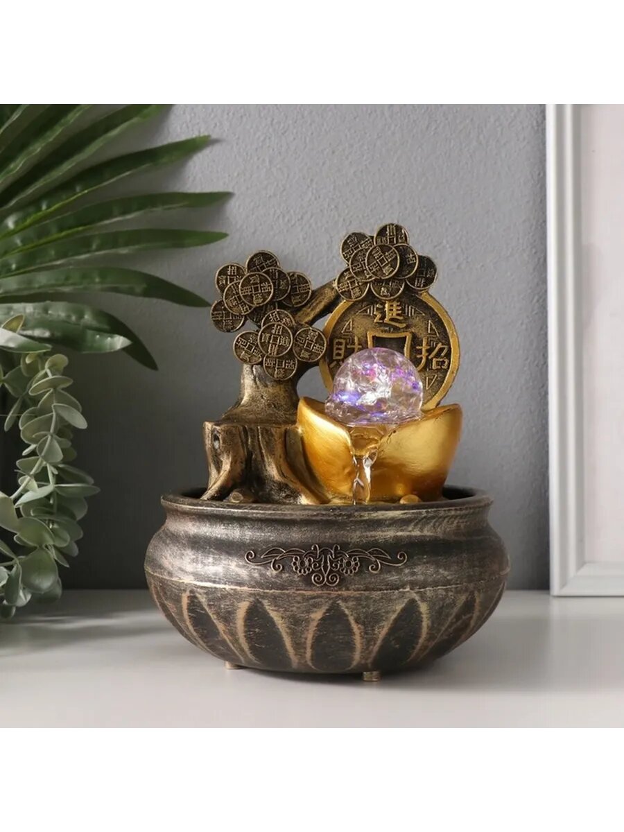 Настольный фонтан с подсветкой "Денежное дерево"