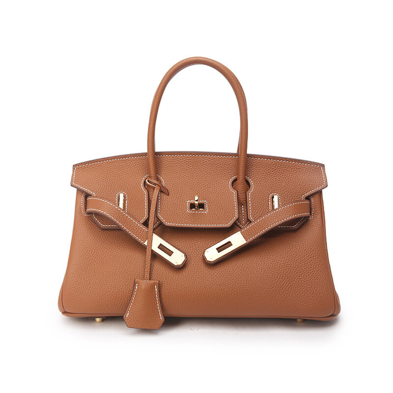 Сумка Birkin горизонтальной формы из тоголезской кожи высшего качества, прошитая вручную вощеной нитью, женская сумка из натуральной кожи с застежкой, высококлассная повседневная сумка.