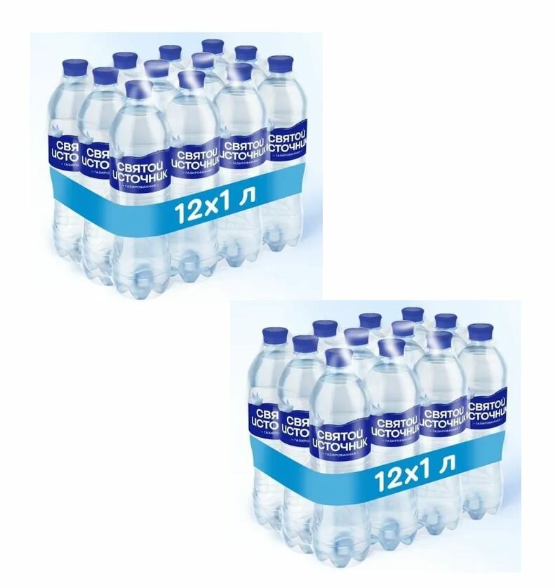 Святой источник газированная вода 1л х 24 шт (набор из двух упаковок)