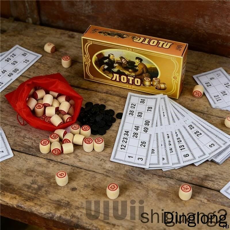 Классическое Русское лото с деревянными бочонками,90 фишек,24 карточки