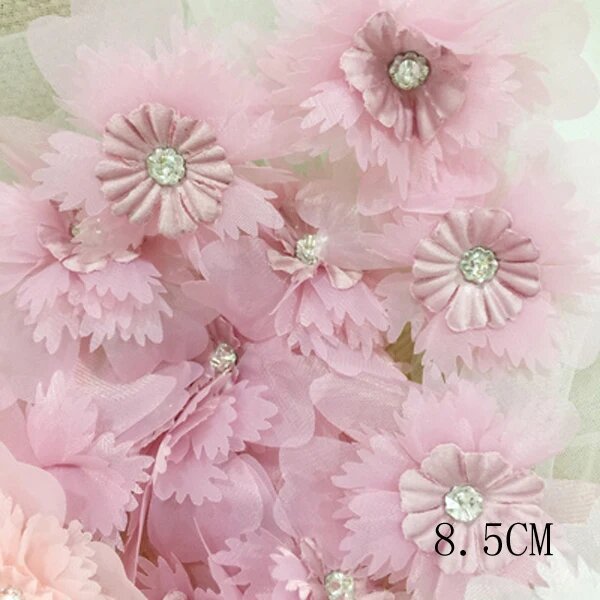 Розовые аппликации с цветами 8.5см, Style 6 Dark Pink