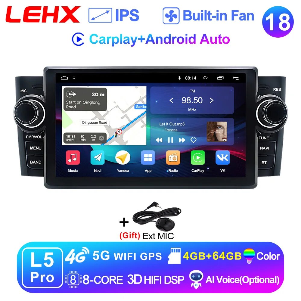 Автомагнитола LEHX L6 Pro 1DIN Android 14, мультимедийная Автомобильная магнитола L5 Pro(4-64GB)-0