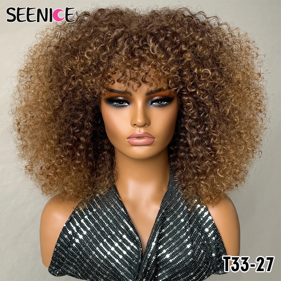 Синтетический парик SEENICE Афро-кудрявый блондинка T33-27