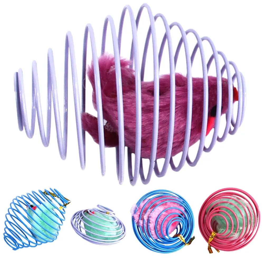 Набор из 5 мягких мышек из металла и плюша для игр с кошками