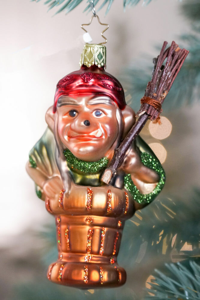 Ёлочная игрушка баба ЯГА, стекло, 13 см, Inge Glas 10030S025