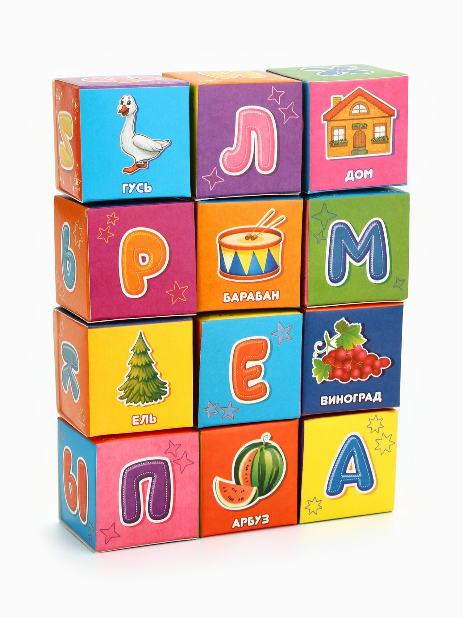 Кубики Азбука , по методике Монтессори, 12 шт, 3+