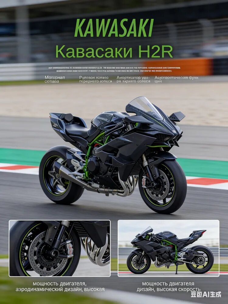 Модель мотоцикла из металла с функцией возврата, 1/18, с открывающимися частями, световыми и звуковыми эффектами