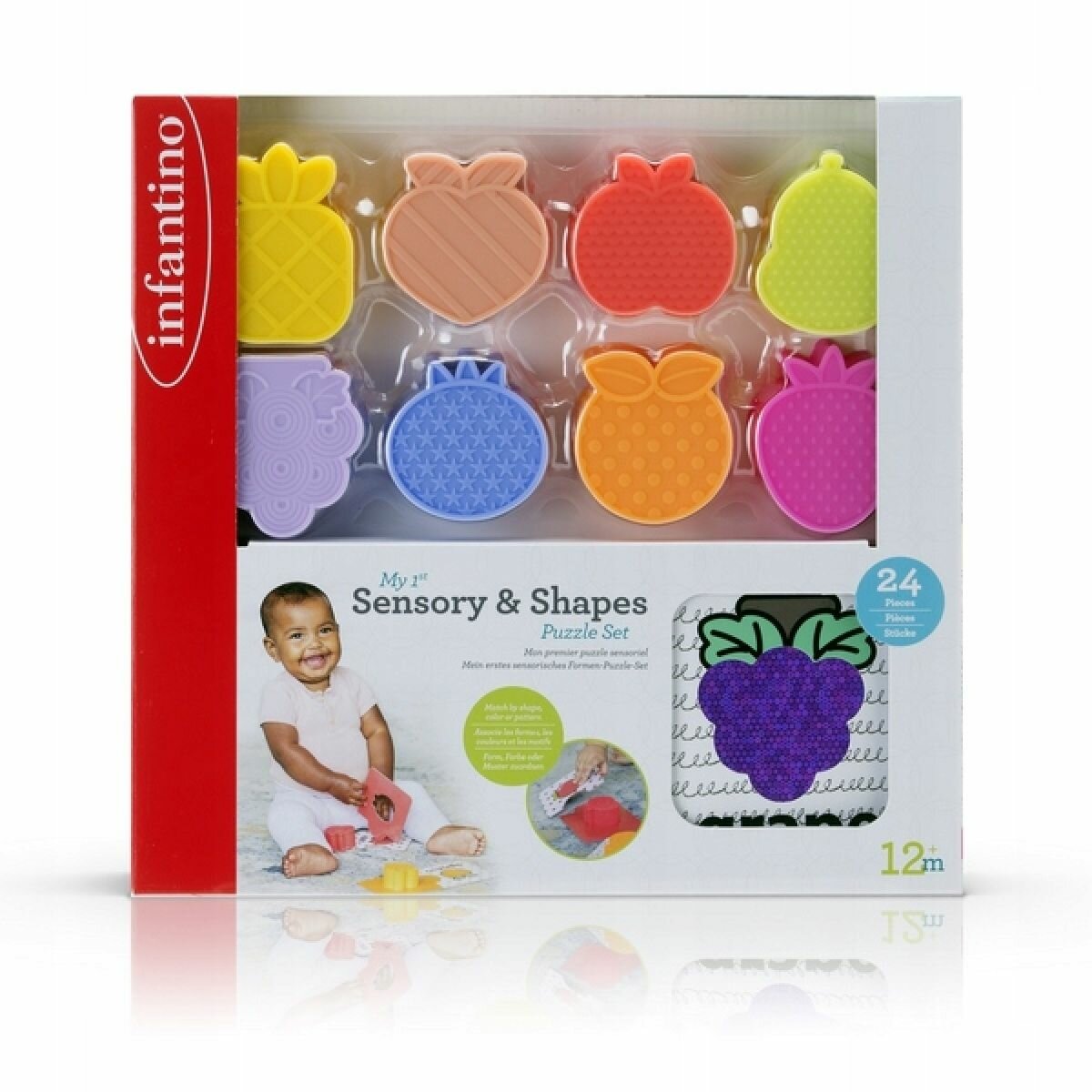 Игрушка для малышей Infantino - Мягкая сенсорная головоломка, 24эл. - 315121