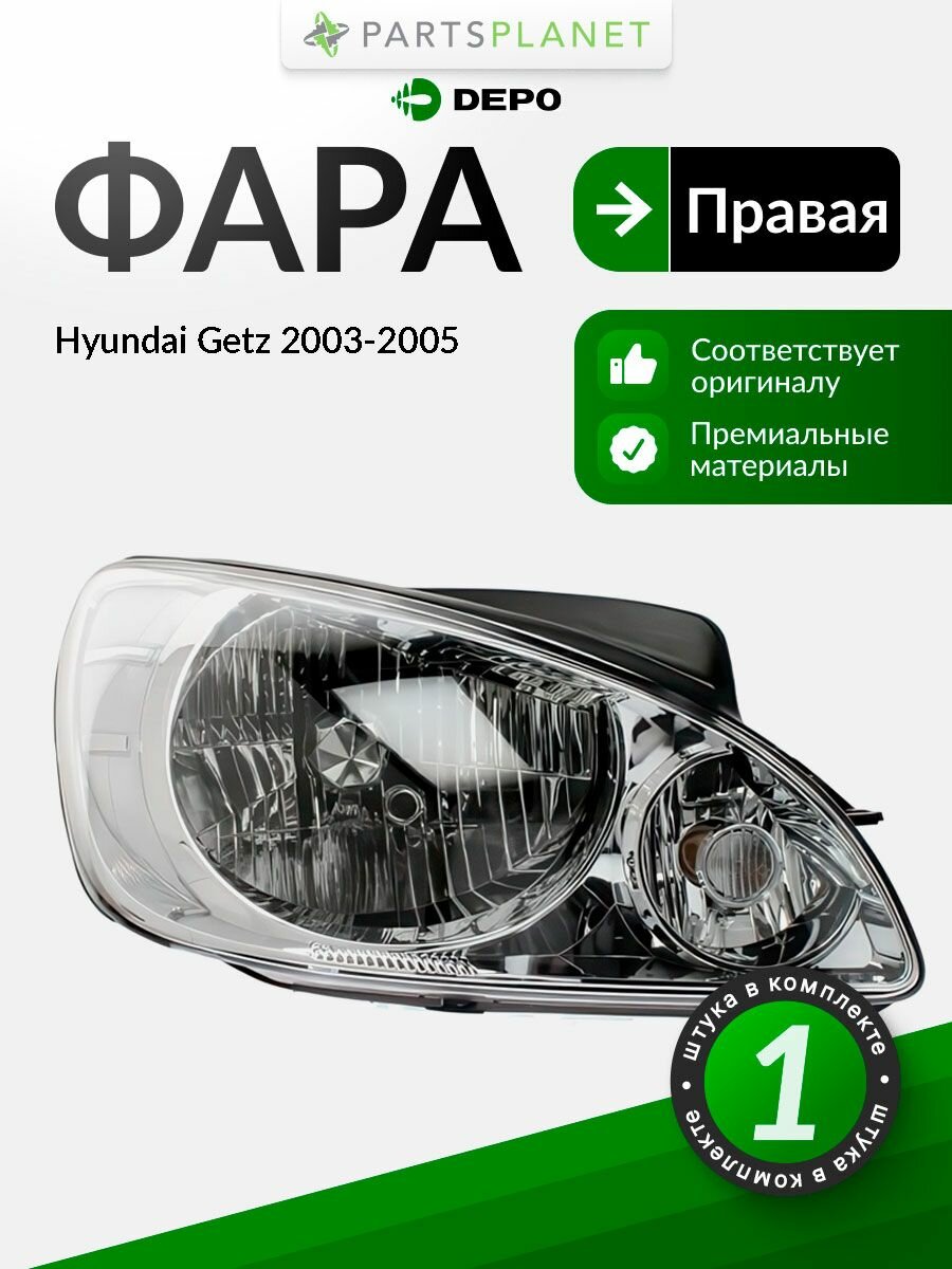 Фара правая для Хендай Гетц 2003-2005 арт 2211141RLDE DEPO
