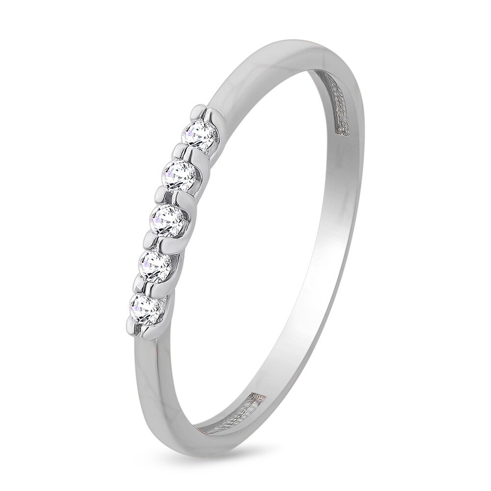 Кольцо дорожка, белое золото, 585 проба, родирование, бриллиант