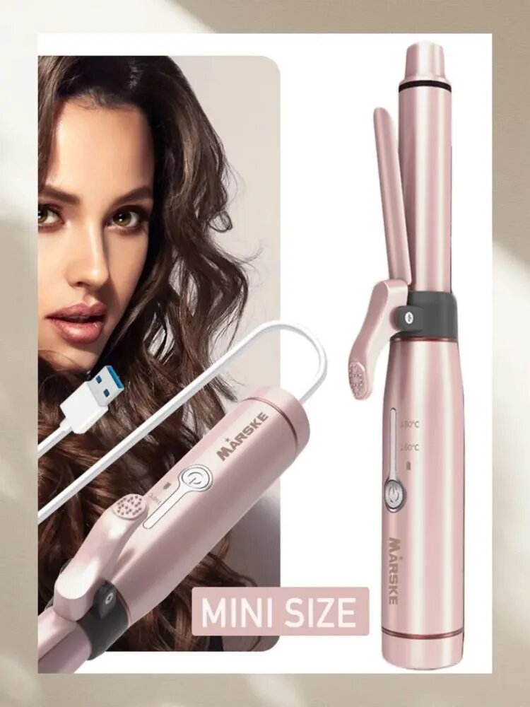 Беспроводная мини-плойка для завивки волос, Дорожная USB-перезаряжаемая керамическая плойка для завивки волос