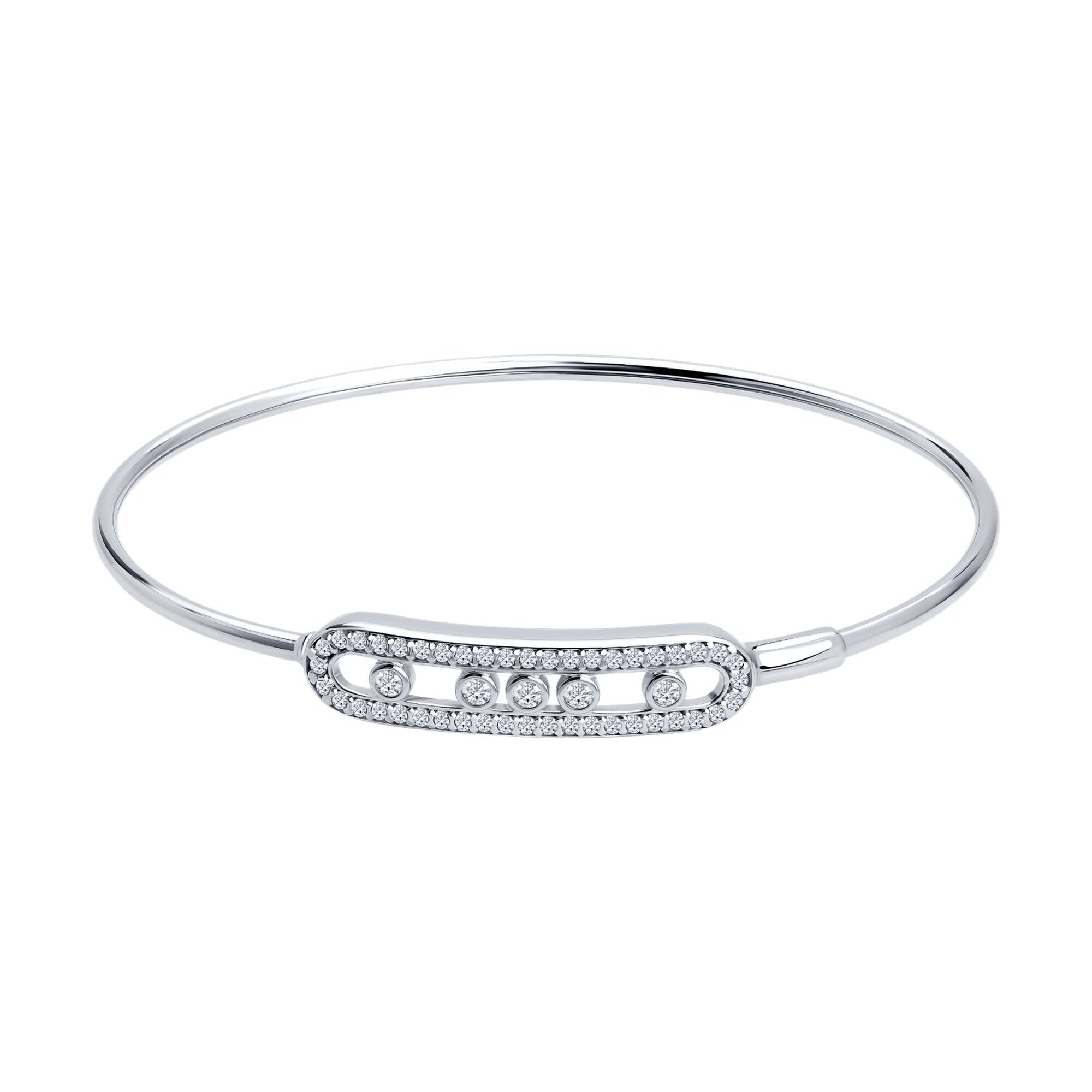 Браслет, серебро, 925 проба, родирование, фианит