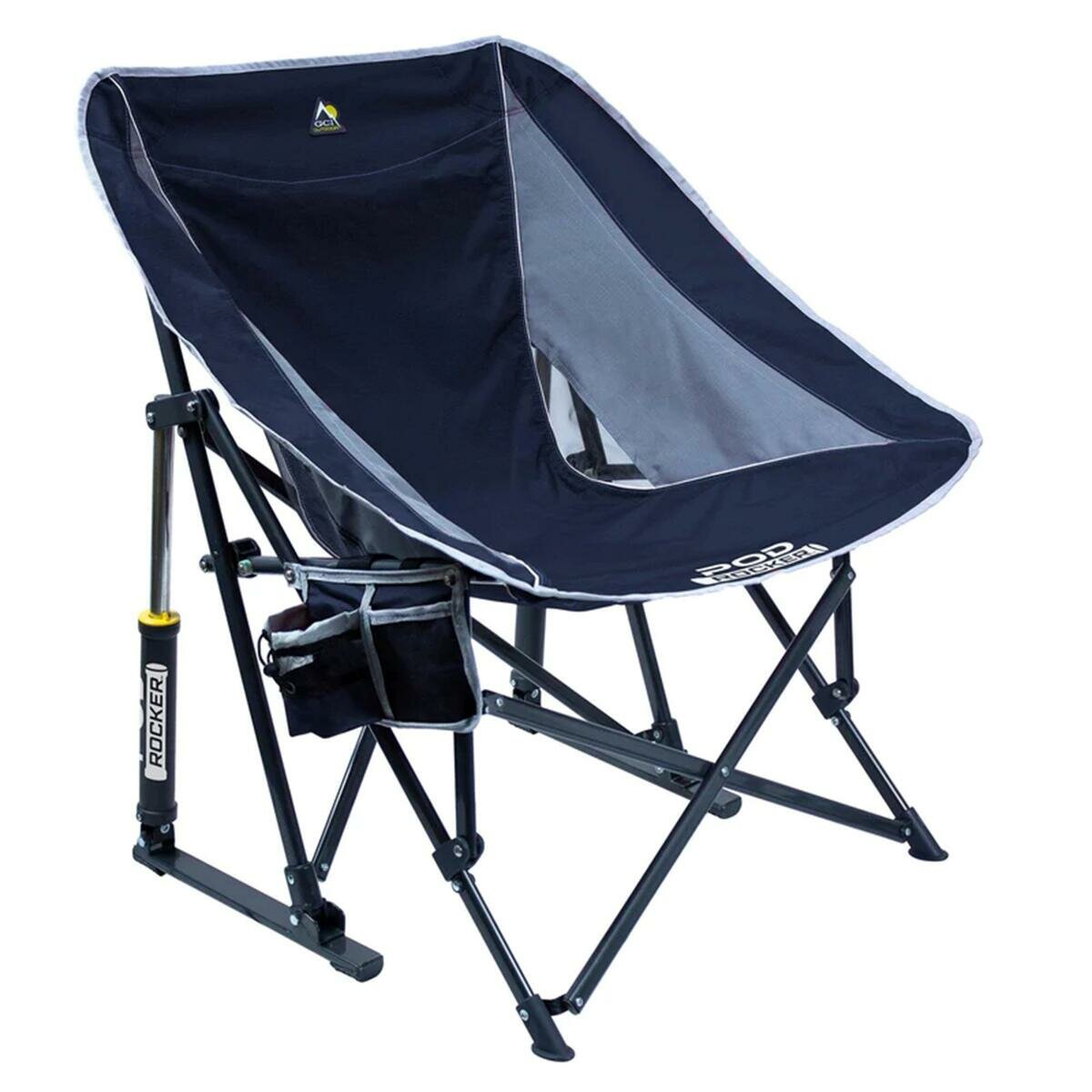 Decathlon Кемпинговое кресло-качалка GCI Outdoor Pod Rocker - со стальным каркасом, макс. нагрузка до 113 кг, складное. Цвет темно-синий
