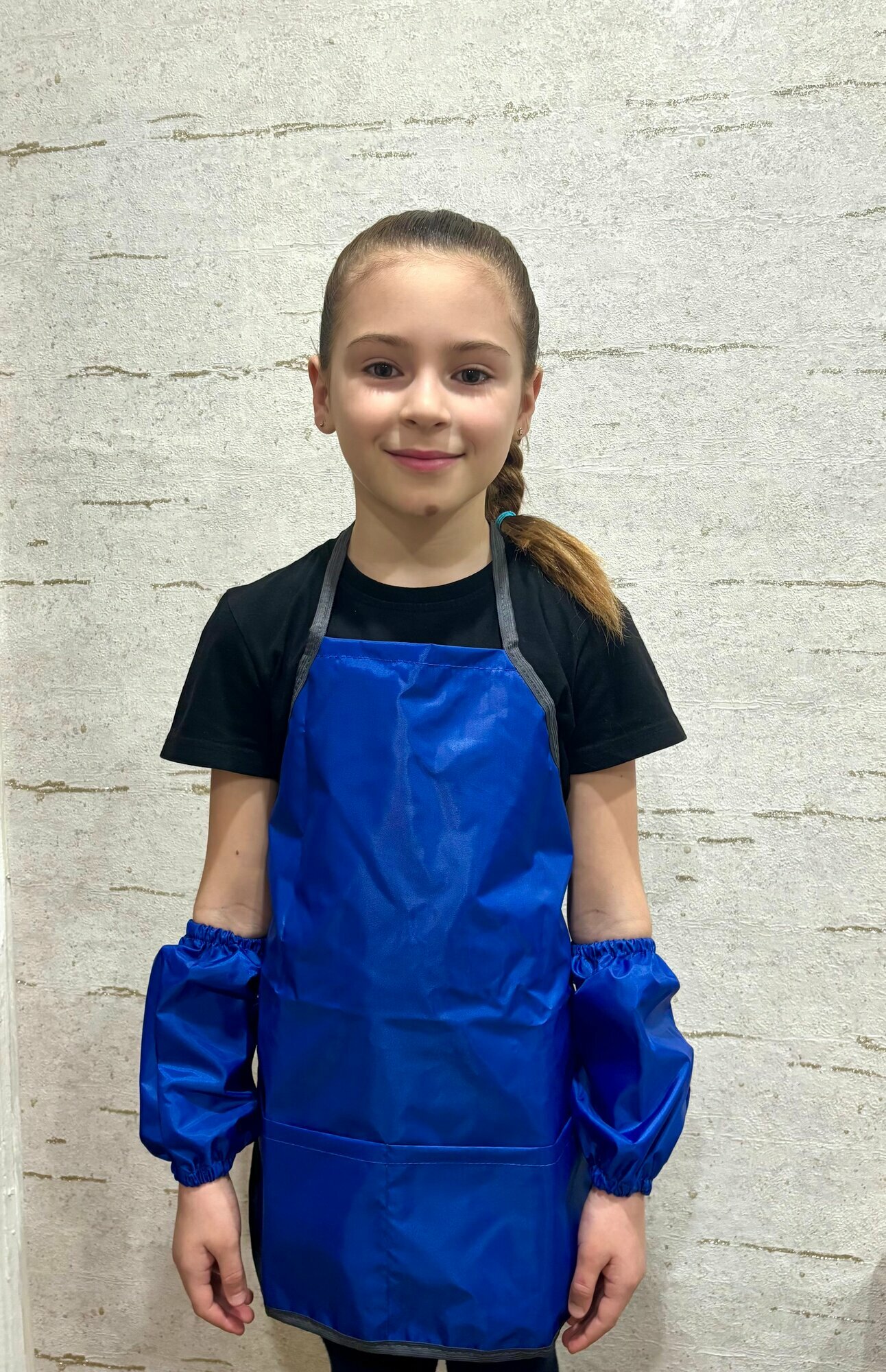 Фартук для труда и занятий творчеством, 45х55 см, с карманом и нарукавниками, цвет василек, PROTECT