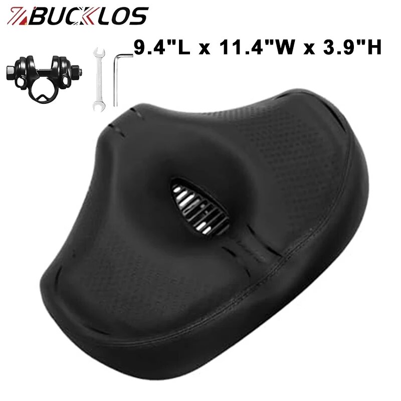 BUCKLOS Широкое велосипедное седло черное/черно-красное Черный, B-Black