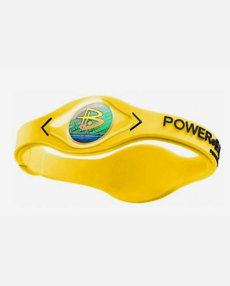 Энергетический браслет Power Balance с турмалином, цвет Жёлтый с Черной надписью, размер XS (длина) 16 см.