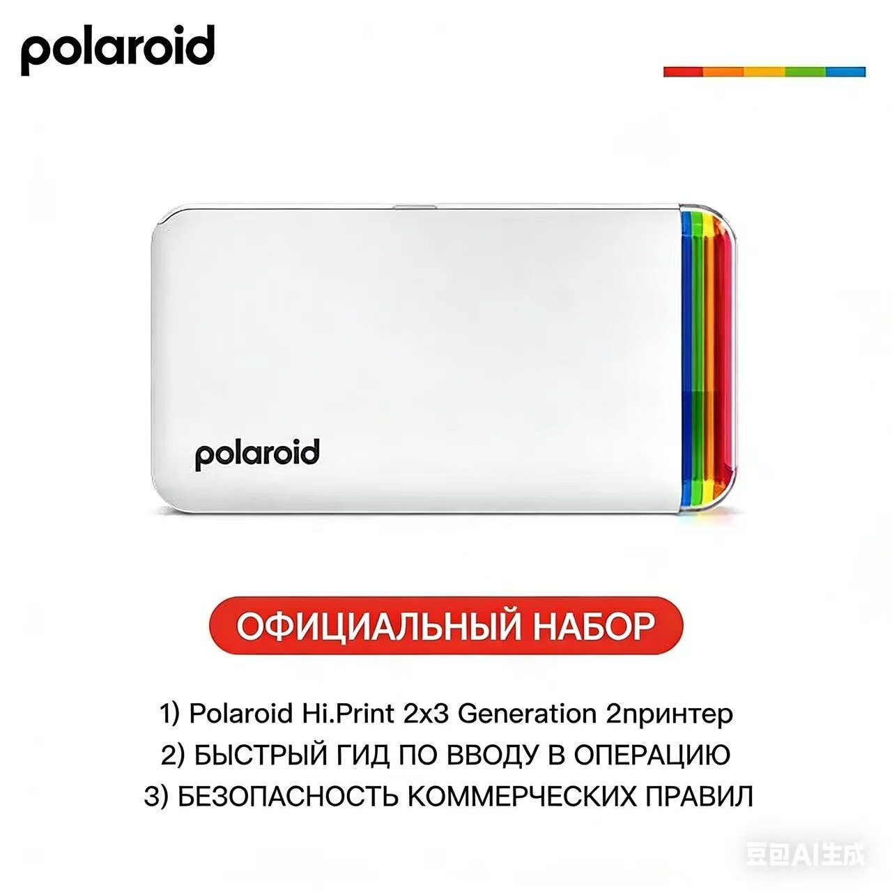 Фотопринтер компактный POLAROID Hi-print 2x3, Bluetooth, (не совместим с ZINK)
