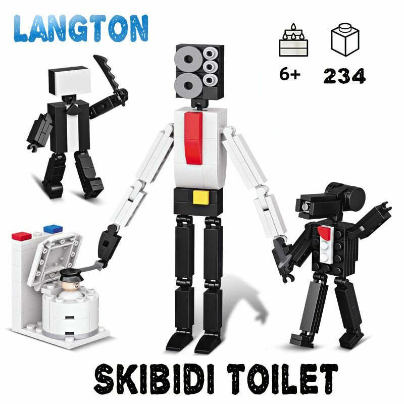 Аниме фигурок Скибиди туалет / Skibidi Toilet/ 4шт-пакет, совместим с лего