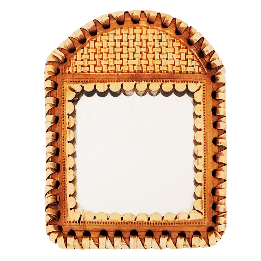 Зеркало квадратное из бересты ручной работы "Шишки на ветке"