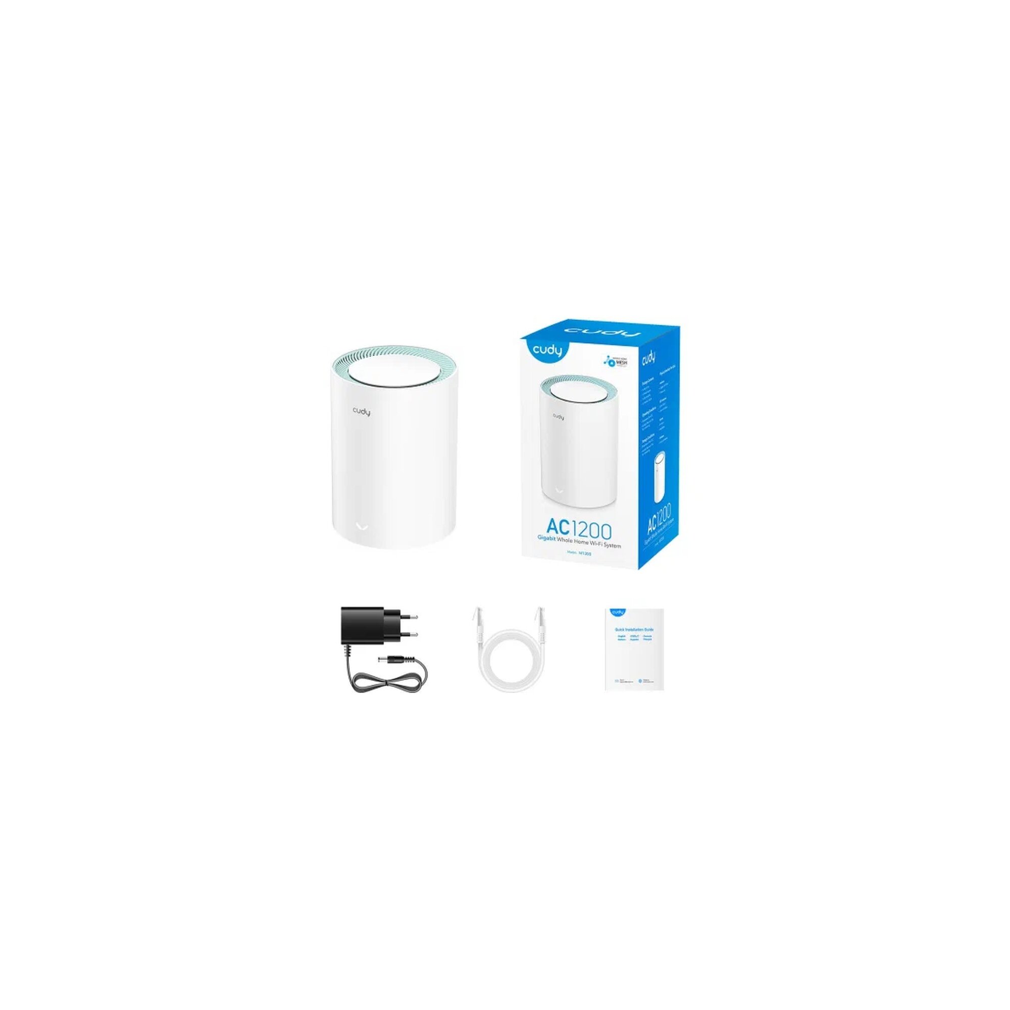 Роутер CUDY M13, бесшовный, Wi-Fi, 2.4/5 ГГц, 155x110x110 мм, AC1200, белый