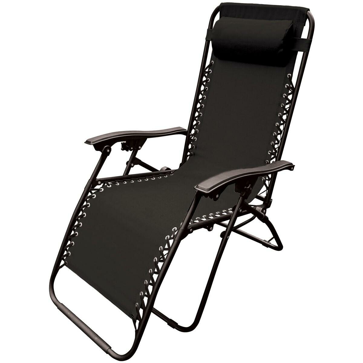 Decathlon Кресло-шезлонг Enero Camp Bliss - с подголовником, складное, макс. нагрузка до 120 кг. Цвет черный