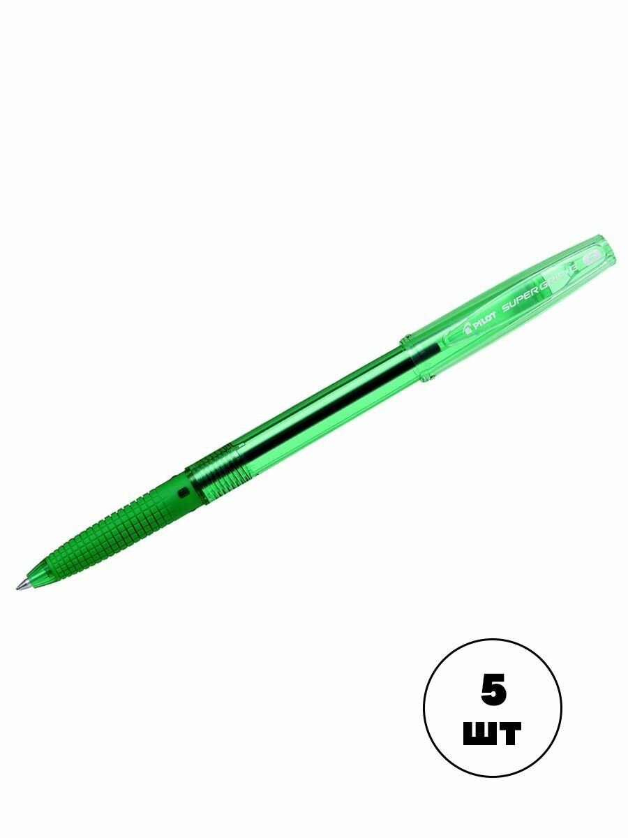 Ручка шариковая Pilot "Super Grip G" зеленая, 0,7мм, грип (5 шт), BPS-GG-F-G