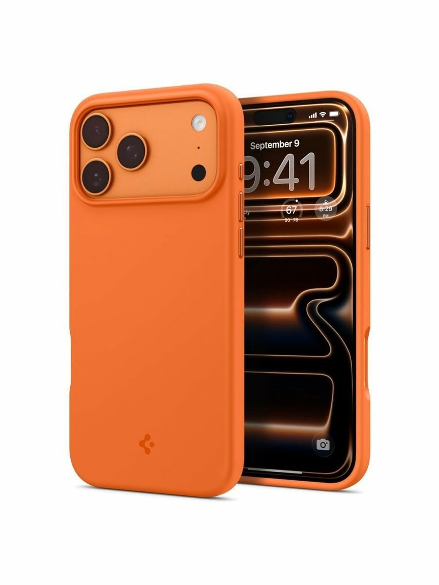 Чехол Spigen на iPhone 17 Pro Max / Айфон 17 Про Макс , Silicone Fit Magsafe (ACS11378), бортики для защиты камеры и дисплея