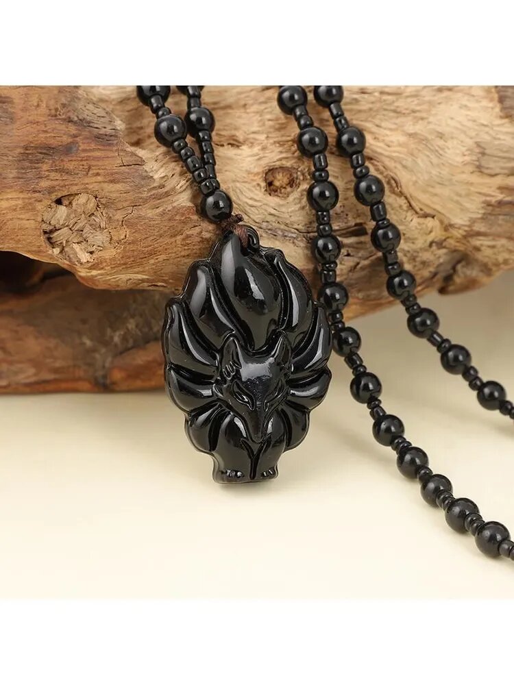 Розовый кристалл лиса кулон девятихвостый лиса ожерелье