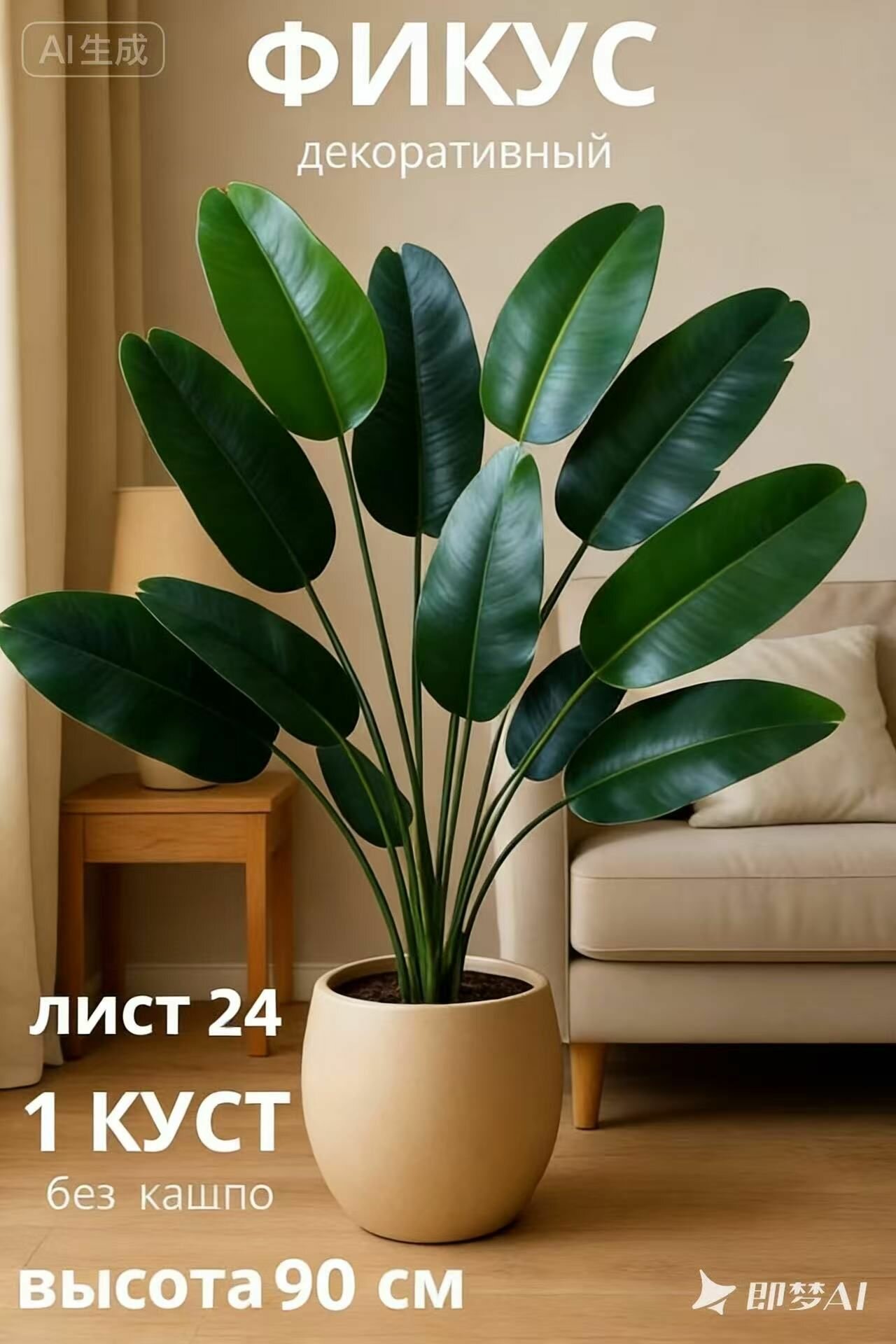 Искусственные ветки из пальмовых листьев, 24 листьев, без учета цветочных горшков