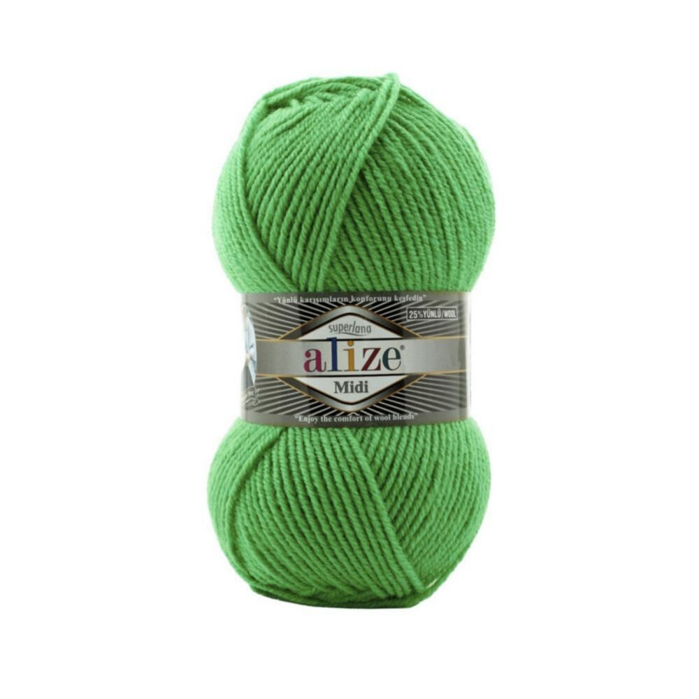 Пряжа для вязания Alize Superlana midi 455 зеленый гранат. 100 гр/170 м 25% шерсть, 75% акрил