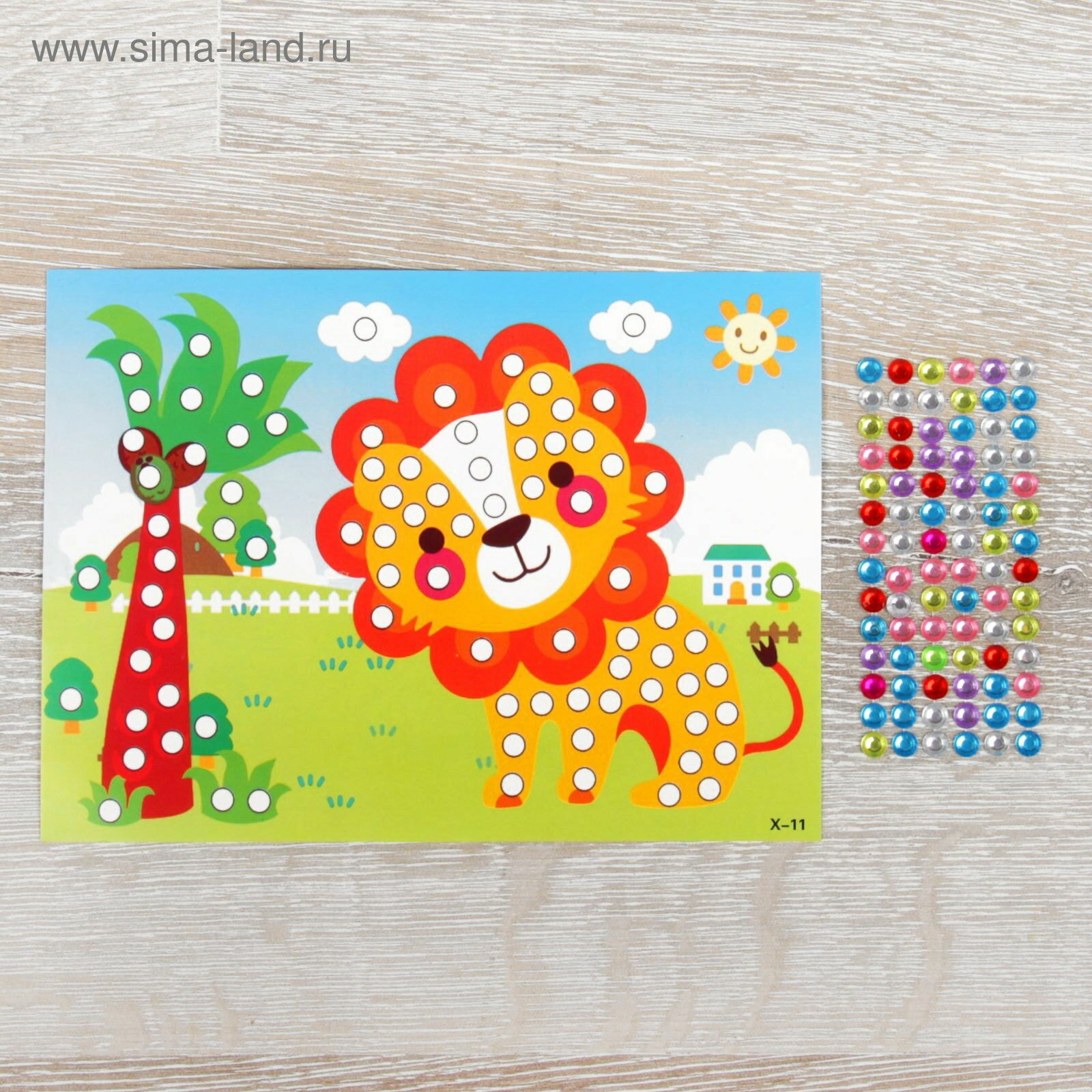 Аппликация круглыми стразами "Лев", материал для аппликации: стразы, 3 шт.