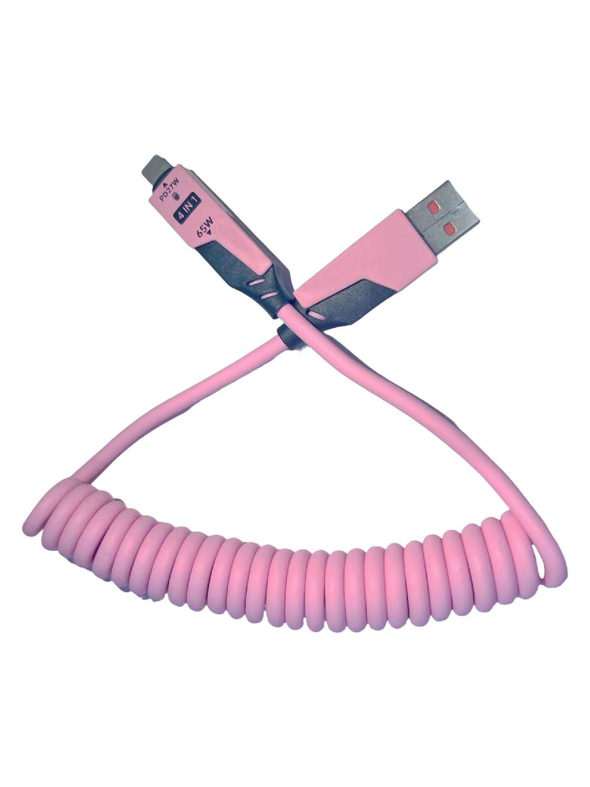 Портативный провод для зарядки 4 в 1, линейный пружинный удлинитель, шнур небольшого размера