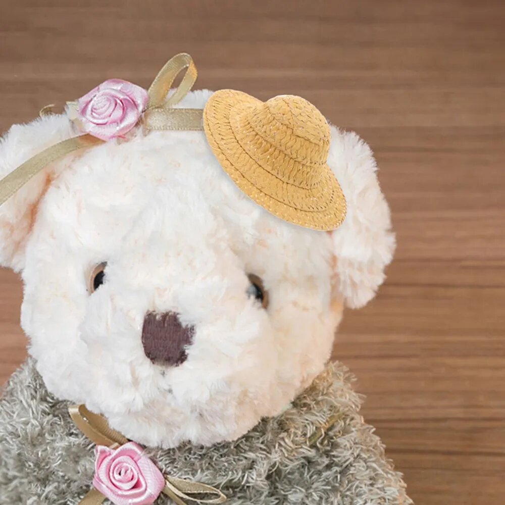 Мини шляпы из бумаги плетёные хаки для украшения кукол и творчества, 10 штук