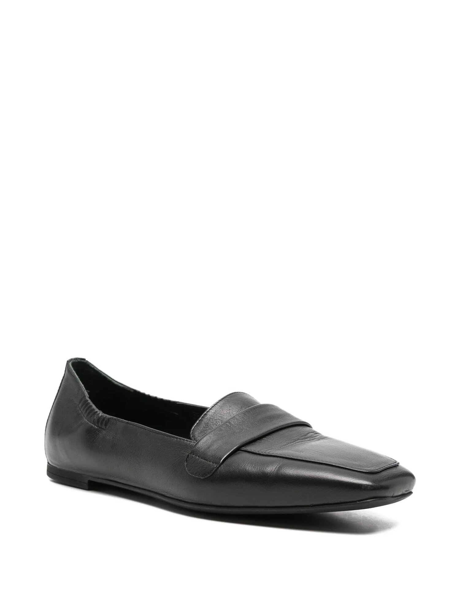 Лоферы SERGIO MORETTI Square-toe leather loafers, размер 41, black/black — фото 1