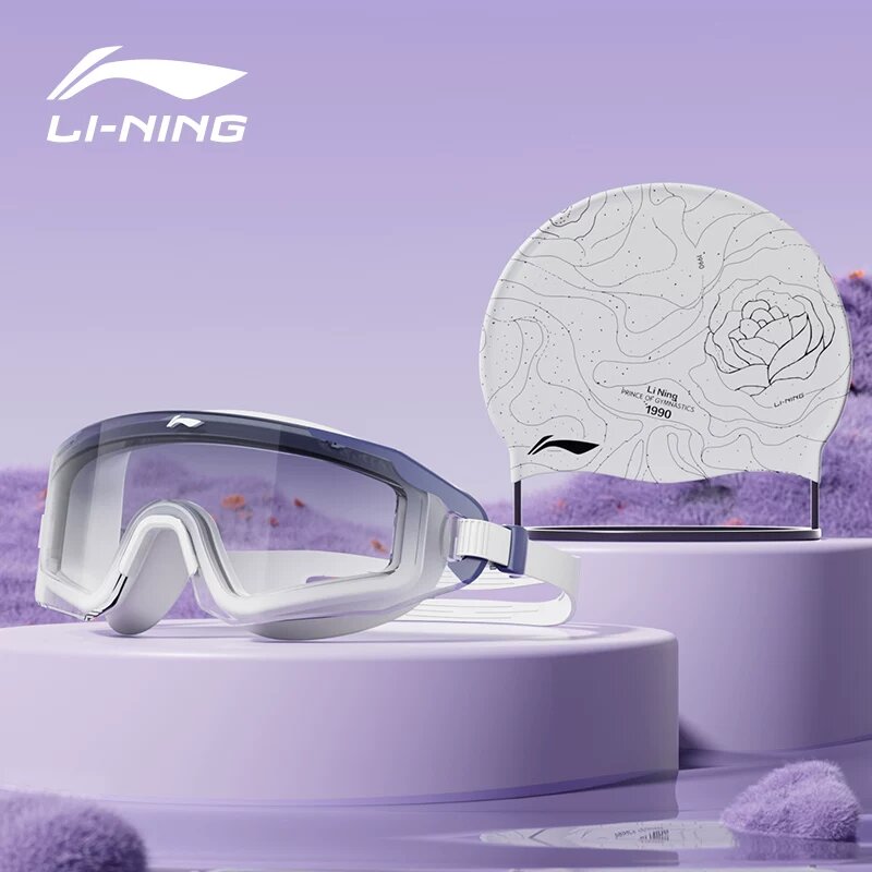 Очки для плавания Li Ning, высокой четкости, с защитой от запотевания, водонепроницаемые, женское снаряжение для