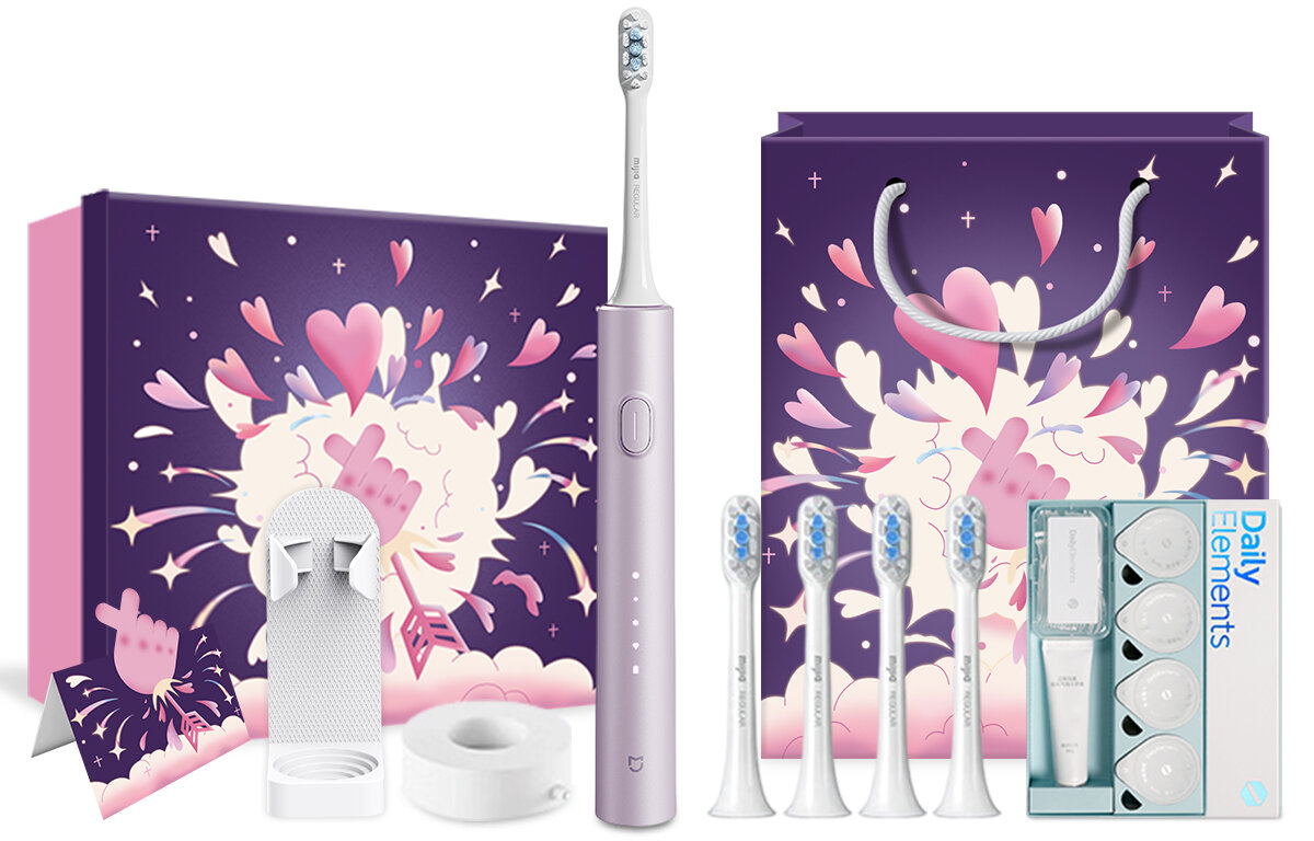 Электрическая зубная щётка унисекс Xiaomi T302 Cream Purple Qixi Festival Exclusive Box