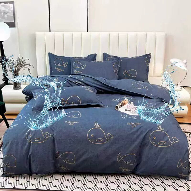 Пододеяльник 150x200 см, однослойный, из фланели с начесом, комплект из четырех предметов, водонепроницаемый, с защитой