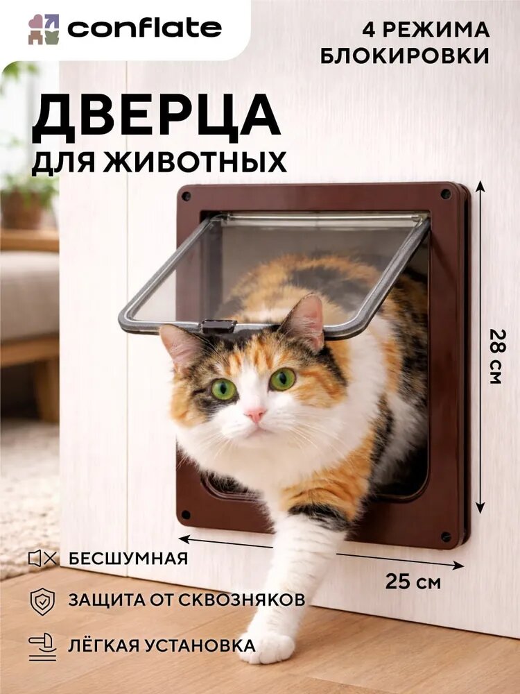 Conflate Дверца для кошки в дверь 25*28 см, белая Conflate