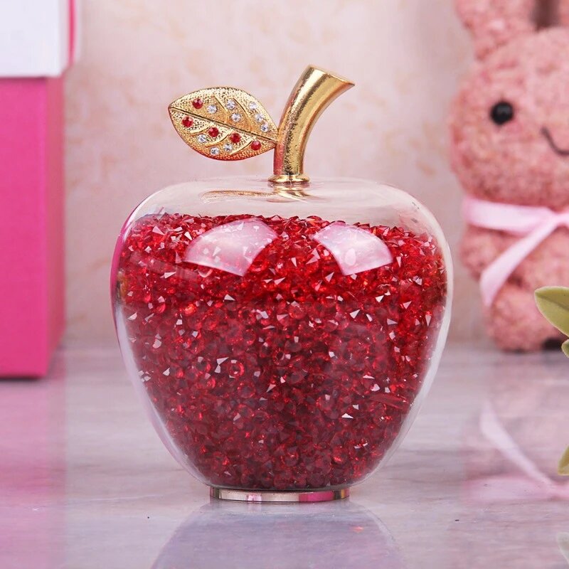 Хрустальное яблоко статуэтка, Red, Розовый