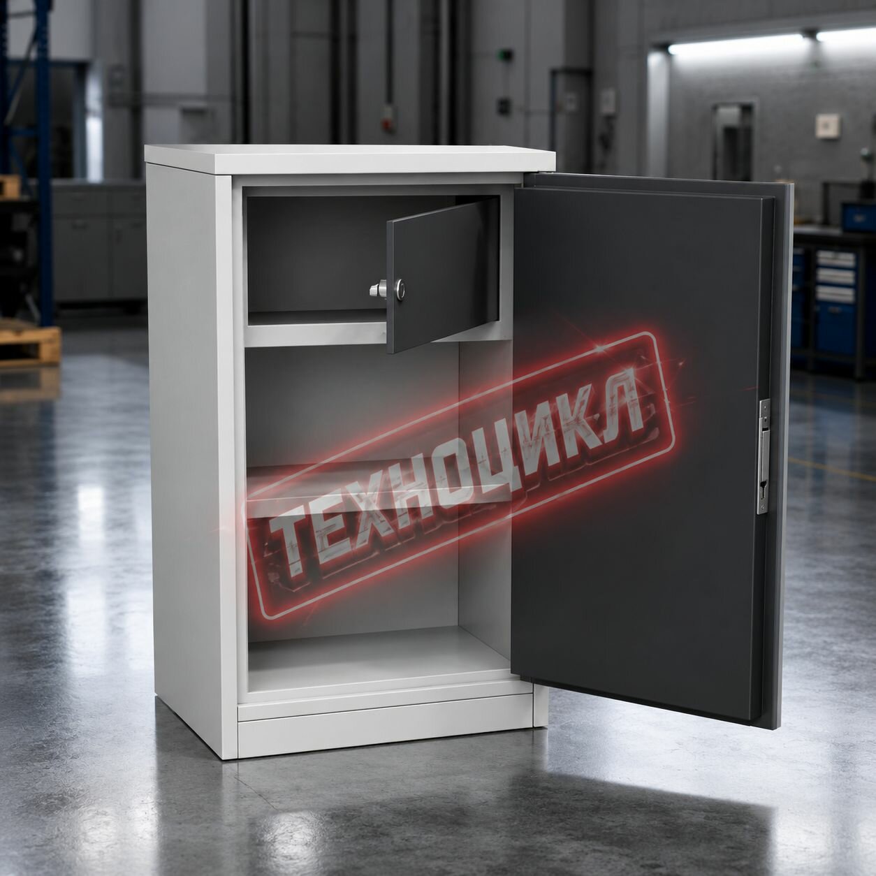 Шкаф бухгалтерский металлический техноцикл ШМБ1-К1 Усиленный 670х440х360 мм, сварной, металл 1 мм, серый