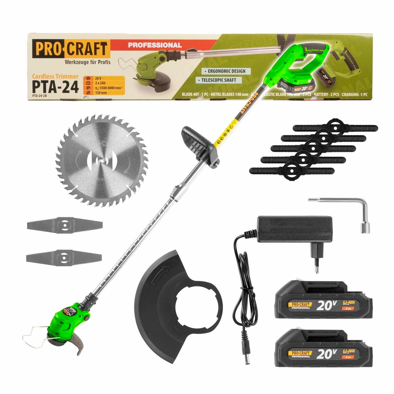 Аккумуляторная триммер Procraft PTA24 (2АКБ+ЗУ)