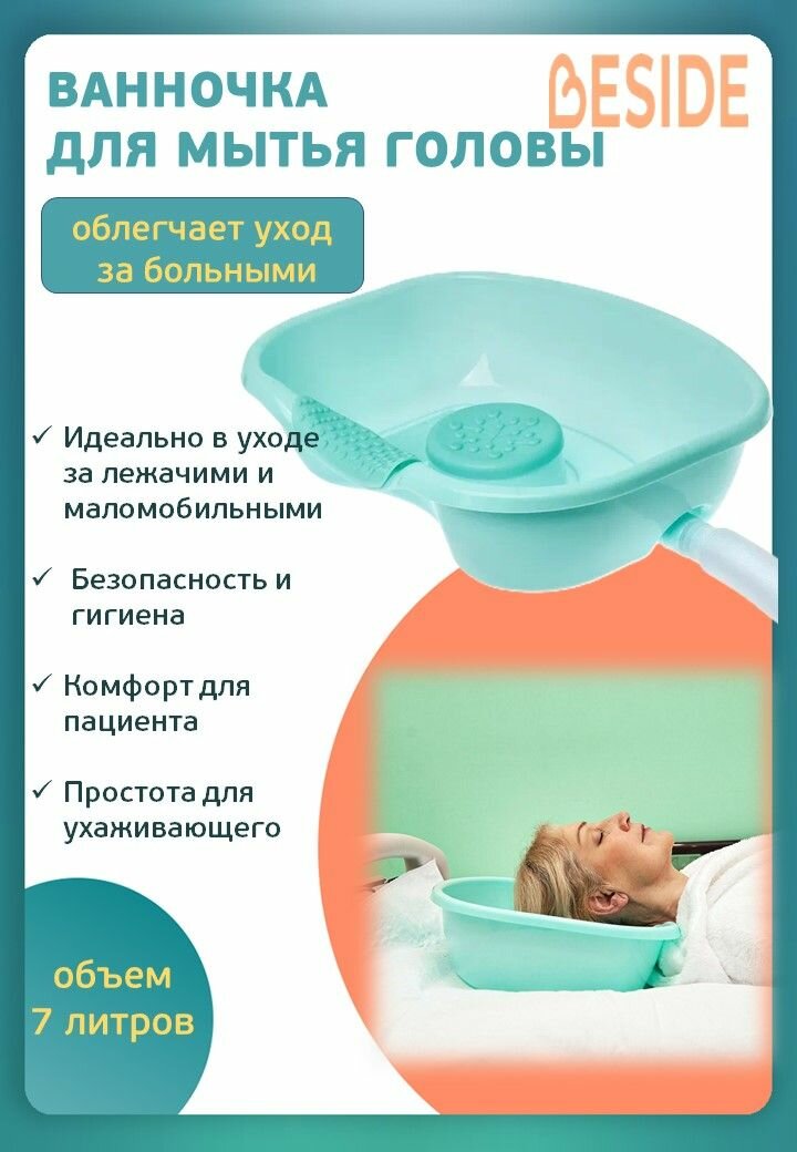 Ванночка для мытья головы BESIDE, бирюзовая