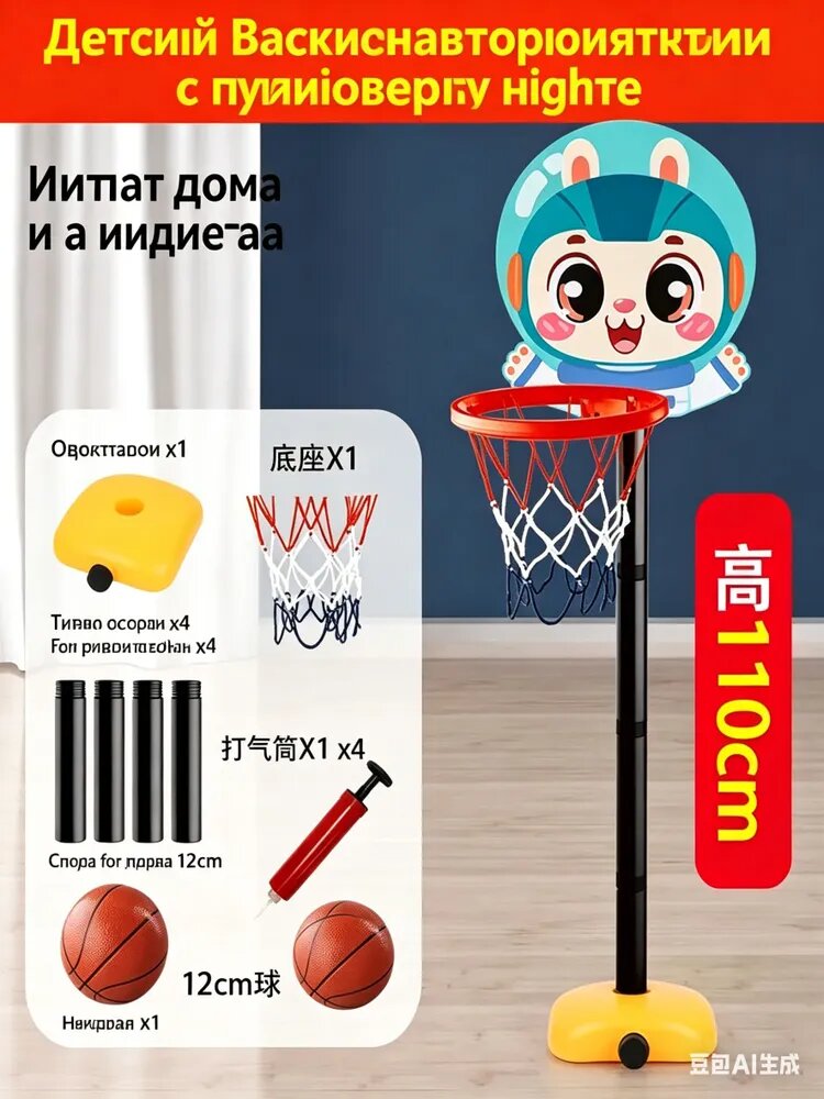 Детское баскетбольное кольцо с мячом, домашняя спортивная игра, желтое