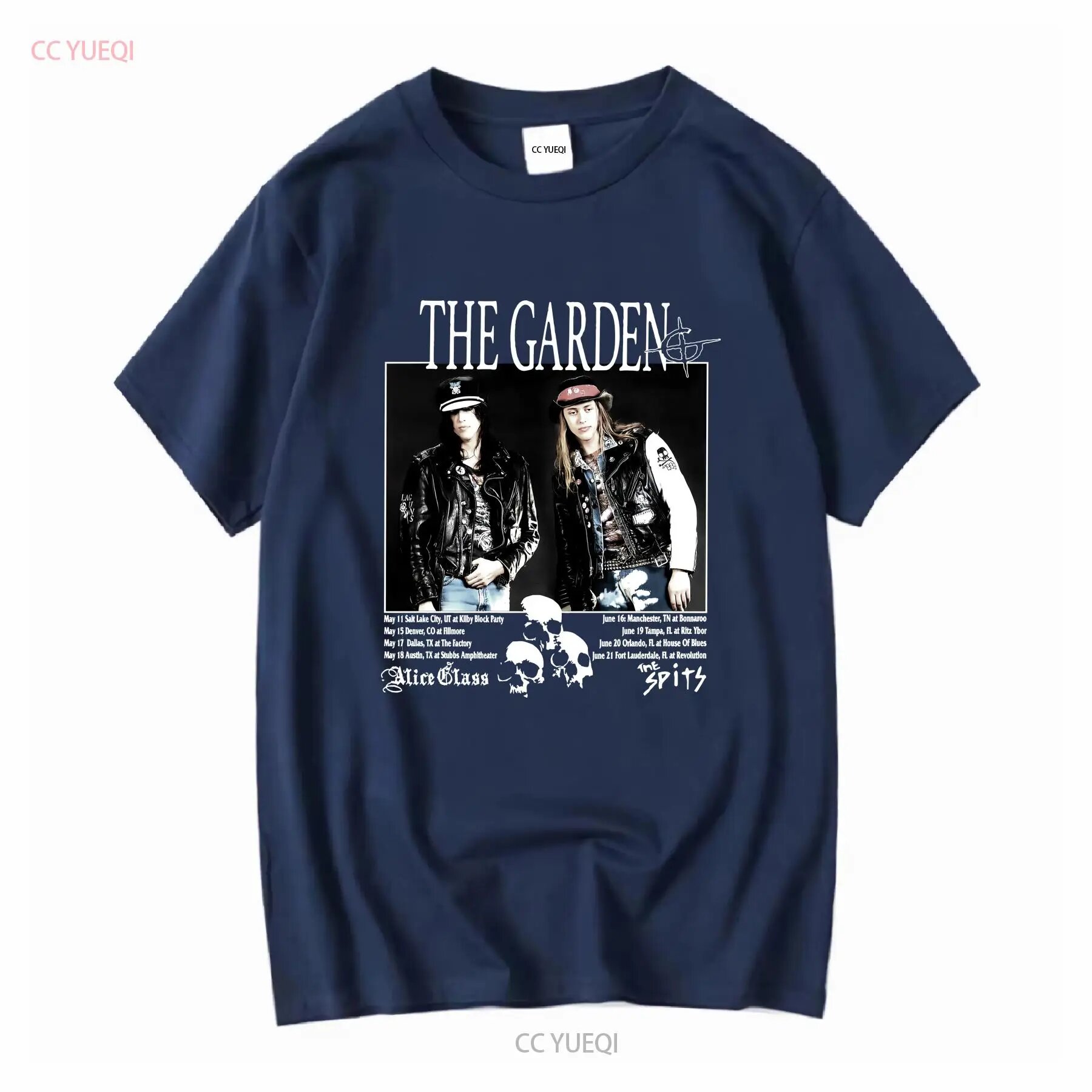 CC YUEQI футболка The Garden Band черная хлопковая Темно-синий, 5XL, NavyBlue