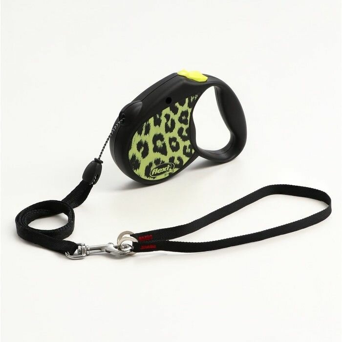 Рулетка Flexi Safari S (до 12 кг) 5 м трос, yellow Leopard