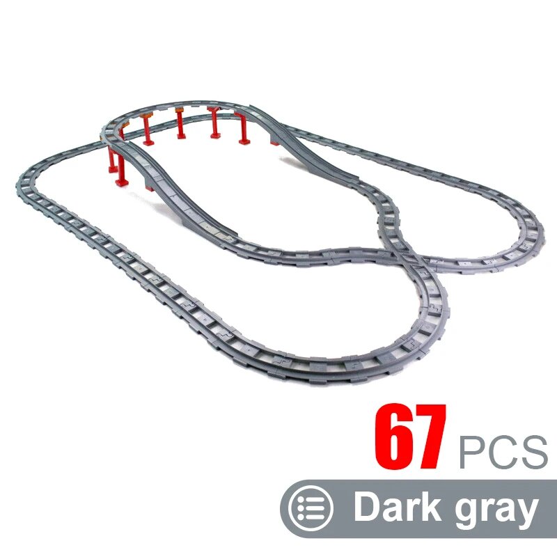 Детский конструктор Tubaba "Железная дорога", совместимый с Duplo Серый, 67PCS Dark gray