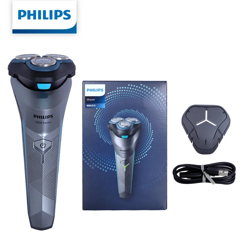 Электробритва Philips серии 2000 с системой быстрой стрижки, 4D плавающими головками, водонепроницаемость IPX7, триммер для бороды
